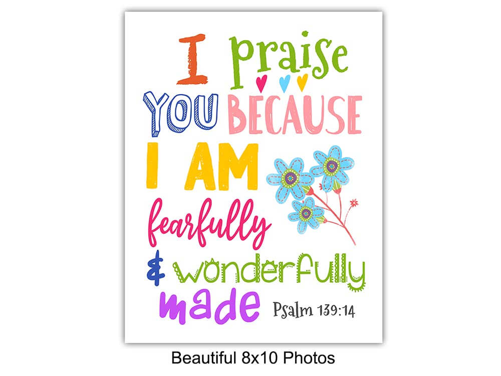 Religious Wall Art - Bible Verse Wall Decor - Christian Wall Decor - Scripture Wall Art - Psalms, Proverbs - God Wall Decor - Spiritual Inspirational Christian Gifts for Women - Girls Bedroom Decor