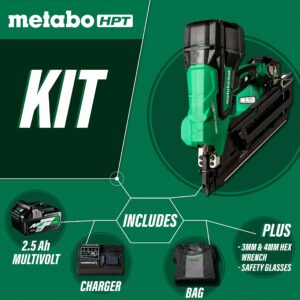 Metabo HPT 36V MultiVolt Cordless Paper Strip Framing Nailer | Includes Battery and Charger | NR3690DC