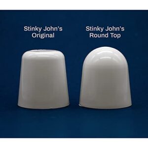 Stinky John's Tall Toilet Bolt Caps - Universal Fit with a Round Top - White Caps (2)