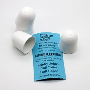 Stinky John's Tall Toilet Bolt Caps - Universal Fit with a Round Top - White Caps (2)