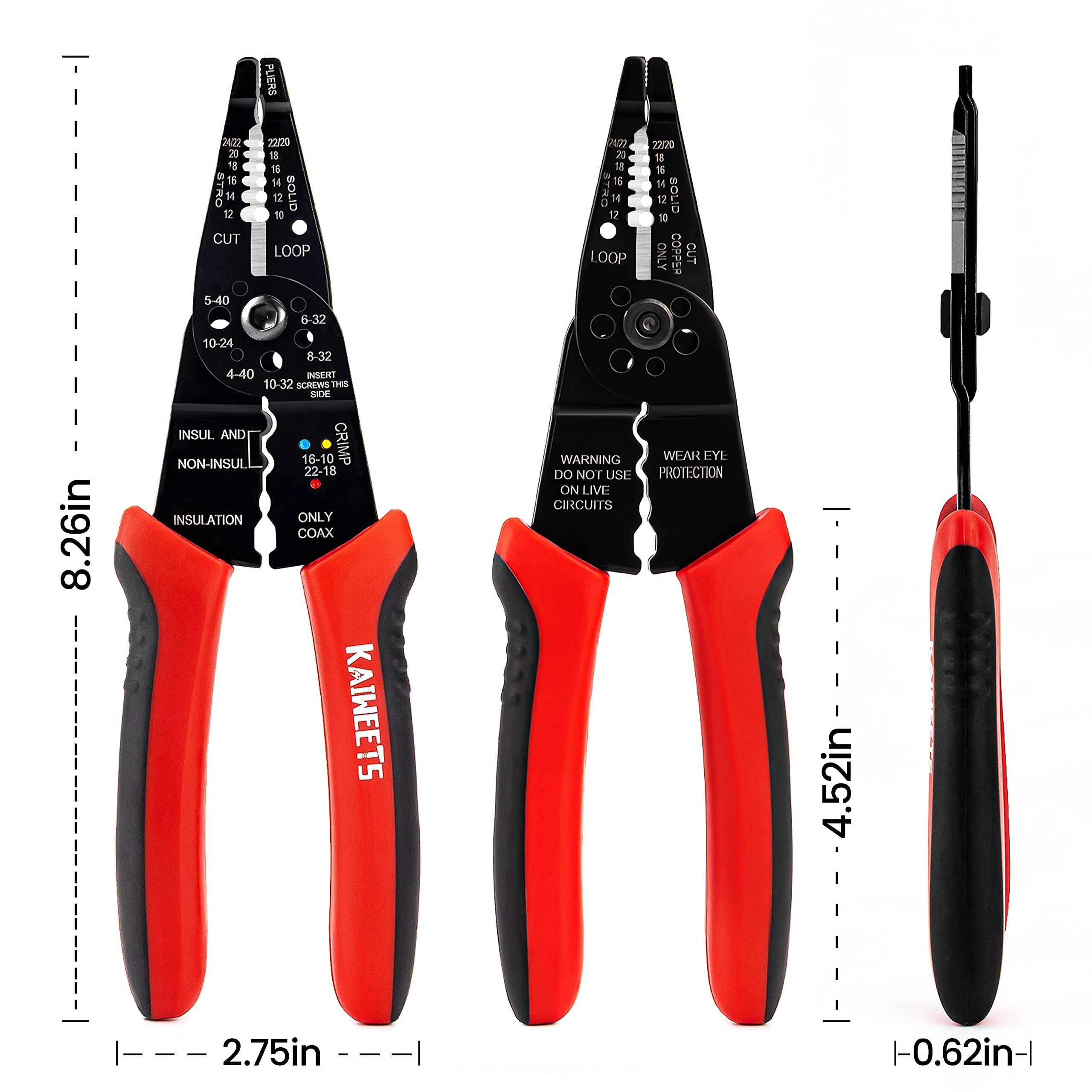 KAIWEETS Wire Stripper 10-22 AWG Wire Splicer Cable Stripper Multipurpose Wire Stripping Tool Electrical Wire Pliers with Screw Cutter