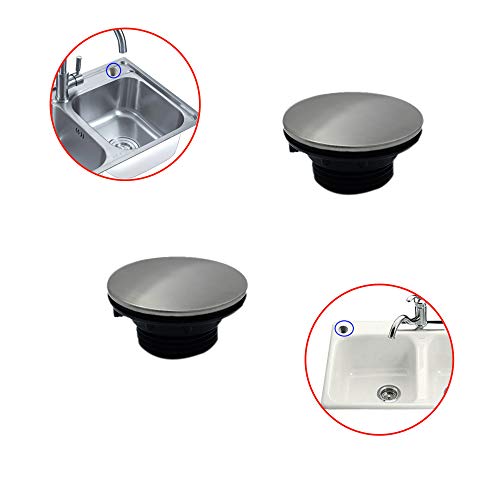 2 Pcs Sink Tap Faucet Hole Cover Kitchen Sink Plug Brushed Stainless Steel Hole Cover for Dia 1.22 to 1.57 Inch