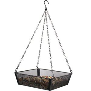 hanging bird feeder tray,metal mesh hanging food tray feeders, seed platform for bird feeders,outdoor garden decoration for wild backyard attracting birds (1 pack)