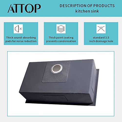 ATTOP 32 Inch Undermount Kitchen Sink With Faucet,Stainless Steel Kitchen Sink Undermount Single Bowl Sink