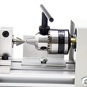 Professional mini Lathe Machine, Lathe Tools Woodworking Machine, Lathe Beads Polisher, CNC DIY Woodworking Wood Lathe Machine (Silver)