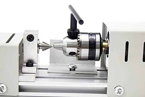 Professional mini Lathe Machine, Lathe Tools Woodworking Machine, Lathe Beads Polisher, CNC DIY Woodworking Wood Lathe Machine (Silver)