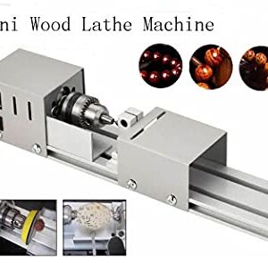 Professional mini Lathe Machine, Lathe Tools Woodworking Machine, Lathe Beads Polisher, CNC DIY Woodworking Wood Lathe Machine (Silver)