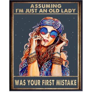 Assuming I'm Just An Old Lady - Boho Hippie Room Decor - Bohemian Room Decor - Funny Birthday Decorations Wall Art Poster - Gift for Grandmother, Grandma, Granny, Women - Psychedelic Room Decor - 8x10