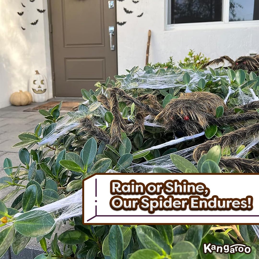 Kangaroo Giant Spider Halloween Decorations- Big Spider Decoration Outdoor Indoor-Porch Spider, Scary Spider, Huge Spider, Giant Spider for Halloween Black, 5 feet