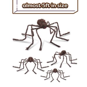 Kangaroo Giant Spider Halloween Decorations- Big Spider Decoration Outdoor Indoor-Porch Spider, Scary Spider, Huge Spider, Giant Spider for Halloween Black, 5 feet