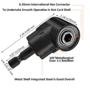 22 Flexible Drill Extension Hex Shank Drill Bit Kit Rotatable Joint Socket 1/4 3/8 1/2 Inch Hex Socket Adapter Socket Bendable Drill Bit Extension Screwdriver 105 Degree Angle Drill Bit Extension