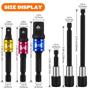 22 Flexible Drill Extension Hex Shank Drill Bit Kit Rotatable Joint Socket 1/4 3/8 1/2 Inch Hex Socket Adapter Socket Bendable Drill Bit Extension Screwdriver 105 Degree Angle Drill Bit Extension