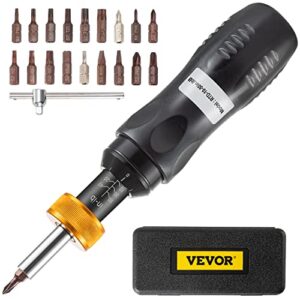 vevor torque screwdriver, 1/4" drive screwdriver torque wrench, torque screwdriver electrician 10-50 in/lbs, torque range accurate to ±5%, 5 in-lb increment torque screwdriver with bits & case