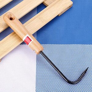 Bonsai Root Hook, 22cm Manganese Steel Single Claw Gardening Hook Root Pick Rake Bonsai Tool Handle Weeder with Comfortable Wooden Handle for Outdoor Cultivator Weed Remove