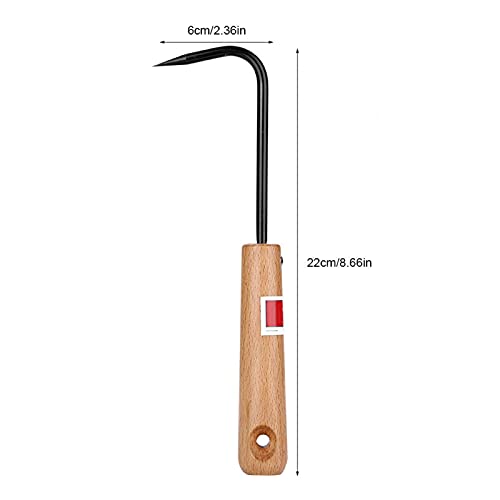 Bonsai Root Hook, 22cm Manganese Steel Single Claw Gardening Hook Root Pick Rake Bonsai Tool Handle Weeder with Comfortable Wooden Handle for Outdoor Cultivator Weed Remove