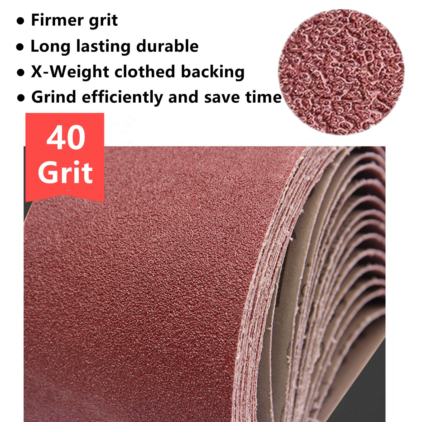 POTUINOM 3 x 21 Inch Sanding Belts 40 Grits - 6 Pack 3 x 21'' Belt Sander Sanding Belts Best Aluminum Oxide Sanding Belt for Sanding Wood,Metal and Paint