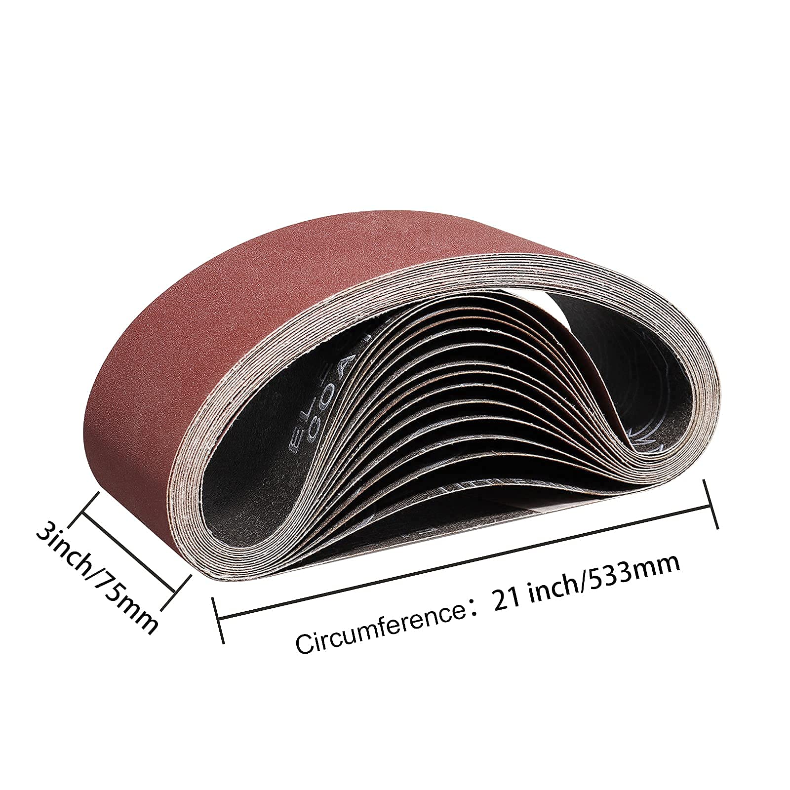 POTUINOM 3 x 21 Inch Sanding Belts 40 Grits - 6 Pack 3 x 21'' Belt Sander Sanding Belts Best Aluminum Oxide Sanding Belt for Sanding Wood,Metal and Paint