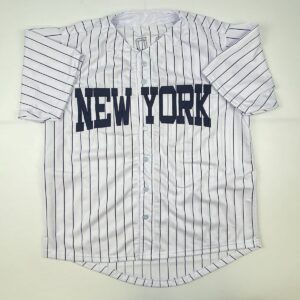 Autographed/Signed Whitey Ford New York Pinstripe Baseball Jersey PSA/DNA COA #3