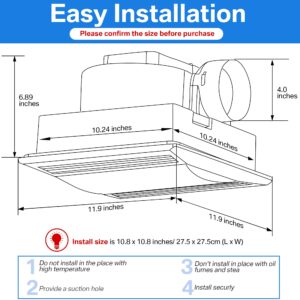 Fiada Bathroom Exhaust Fan Ultra Quiet 1.0 Sones, Bathroom Ceiling Vent Fan with LED Lights, 110 CFM Bath Ventilation Fan Vent for Home Household Bath Office Hotel 105 sq. ft.(Stable Light)