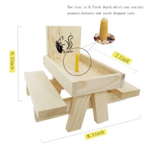 Squirrel Feeder for Outside and Garden, Funny Squirrel Picnic Table Feeder with Corn Cobs Holder and Peanut Tray, Squirrel Gifts for Squirrel and Chipmunk Lovers, Easy to Install