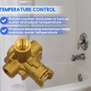 2510 Posi Temp Tub and Shower Valve, Pressure Balancing Valve with 1/2 Inch IPS Connections, Compatible with Moen Posi-Temp Valve Trim Kit