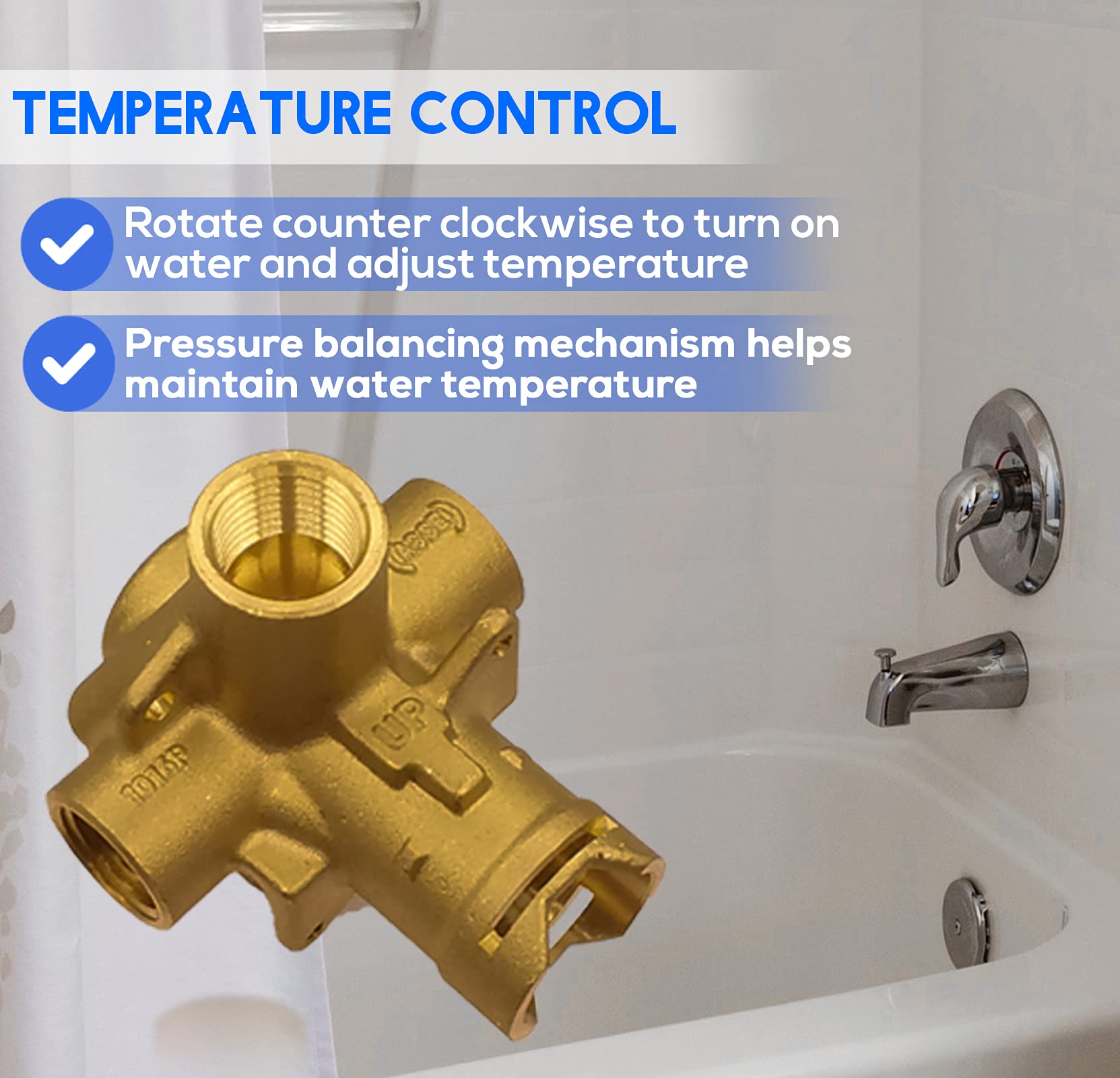 2510 Posi Temp Tub and Shower Valve, Pressure Balancing Valve with 1/2 Inch IPS Connections, Compatible with Moen Posi-Temp Valve Trim Kit