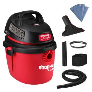 shop-vac 2.5 gallon 2.0 peak hp wet/dry vacuum, portable compact shop vacuum with top handle, wall bracket & attachments