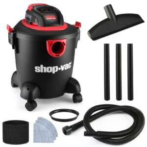 shop-vac 5 gallon 2.0 peak hp wet/dry vacuum, portable compact shop vacuum with collapsible handle & multifunction attachments for home, jobsite, garage, car & workshop. 2035000