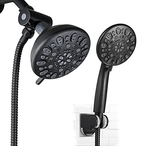 7-spray High-Pressure Shower Head with Handheld Spray Combo, 5-inch Face Rain Shower, 3-way Water Diverter, Adhesive Shower Head Holder, Hand Shower with 59 Inch Hose, Oil-rubbed Bronze