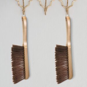 Patelai 2 Pieces Wooden Bench Brushes, Soft Bristles, Long Wood Handle, Brown