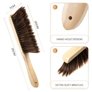 Patelai 2 Pieces Wooden Bench Brushes, Soft Bristles, Long Wood Handle, Brown