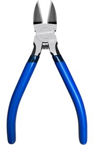 wire cutters, 6 inch, kaihaowin precision flush cutters ultra sharp wire cutters for crafting side cutters wire snips spring loaded dikes wire cutter for jewelry making, blue with black handle