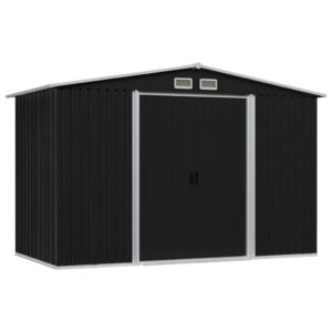 famirosa garden storage shed double sliding doors outdoor tood shed patio lawn care equipment pool supplies organizer storage cabinet backyard garden shed tool sheds anthracite 101.2 x 80.7 x 70.1inch