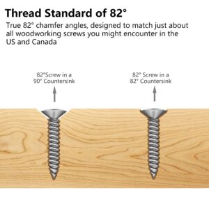 MulWark 82° Countersink Drill Bit Set incl. 5pcs Free Replaceable HSS Drill Bits for Wood｜3/8" Quick-Change -Chamfered Adjustable Drilling Tool Kit on Pilot Counter Sink Holes for Woodworking- 5 Pack