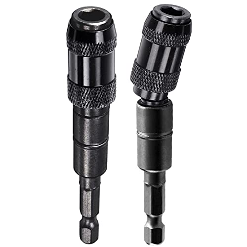 Yakamoz 2Pcs Pivoting Bit Tip Holder 1/4" Hex Quick Release Magnetic Knuckle Bits Holder Extender for Screwdriver Bits Drill Extension Attachment