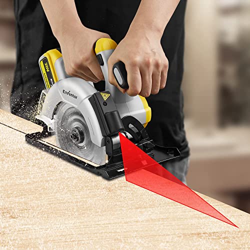 Cordless Circular Saw, Enventor 20V 6-1/2" 4800RPM Brushless Cordless Circular Saw with 4.0Ah Lithium Battery and Rapid Charger, Laser Guide, Skill Saw Max Cutting Depth 2.24" (90°), 1.69" (45°)