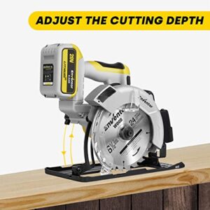 Cordless Circular Saw, Enventor 20V 6-1/2" 4800RPM Brushless Cordless Circular Saw with 4.0Ah Lithium Battery and Rapid Charger, Laser Guide, Skill Saw Max Cutting Depth 2.24" (90°), 1.69" (45°)