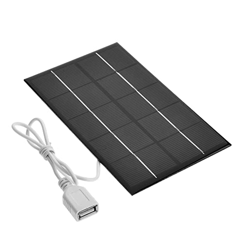 Heyiarbeit 1 Pcs 5V 2W Mini Polysilicon Epoxy DIY Solar Panel Module 88mm x 142mm/3.46" x 5.59" with Wire USB Port Plug for Current Output