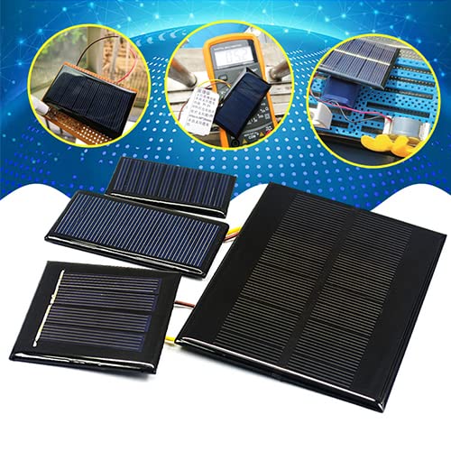 Heyiarbeit 1 Pcs 5V 2W Mini Polysilicon Epoxy DIY Solar Panel Module 88mm x 142mm/3.46" x 5.59" with Wire USB Port Plug for Current Output