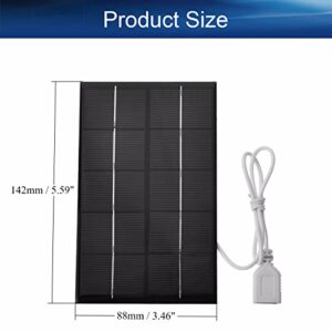 Heyiarbeit 1 Pcs 5V 2W Mini Polysilicon Epoxy DIY Solar Panel Module 88mm x 142mm/3.46" x 5.59" with Wire USB Port Plug for Current Output