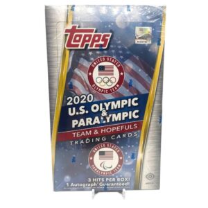 2021 topps us olympic and paralympic team & hopefuls hobby box (24 packs/8 cards: 1 auto, 2 mem)