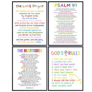 large 11x14 - ten commandments wall decor - psalm 91 - lords prayer wall art - religious wall decor - christian wall art - beatitudes wall art - catholic gifts - god bible verses - scripture wall art