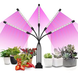 wedcol grow lights for indoor plants red blue spectrum plant grow light adjustable gooseneck 135 led grow lamp with 3/9/12h timer, 10 dimmable levels & 3 switch modes