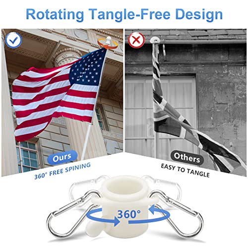 White Flag Poles for Outside House - 5ft Tangle Free Flag Pole for House,Heavy Duty Metal Flagpole Hardware for 3x5 American Flags,Outdoor Flagpoles Mount for Porch,Car,Truck,Boat (Without Bracket)