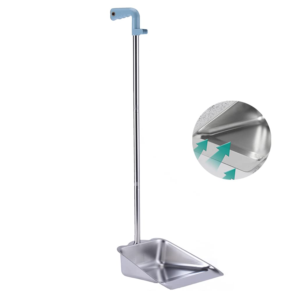 YONILL Dust Pans with Long Handle - Metal Upright Dustpan Heavy Duty, 35" Long Handled Stand Up Dustpans for Lobby, Garage, Home and Yard (Dustpan only)