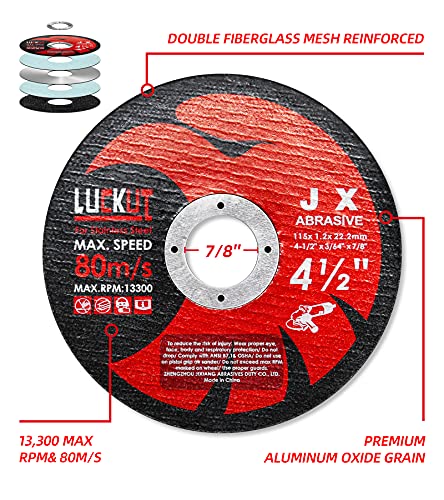 LUCKUT Cut-Off Wheels Cutting Wheel Disc 4-1/2"x3/64''x7/8'' Thin Metal Stainless Steel Cutting Cut Off Disc Blades Grinding Wheel for Angle Grinders 25-Pack