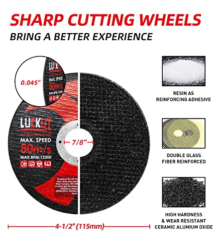 LUCKUT Cut-Off Wheels Cutting Wheel Disc 4-1/2"x3/64''x7/8'' Thin Metal Stainless Steel Cutting Cut Off Disc Blades Grinding Wheel for Angle Grinders 25-Pack