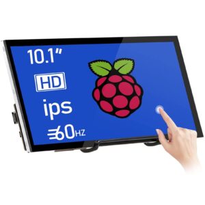 hmtech raspberry pi screen 10.1 inch touchscreen monitor 1024x600 portable hdmi monitor 16:9 ips screen display for raspberry pi 4/3/2/zero/b/b+ win11/10/8/7, free-driver