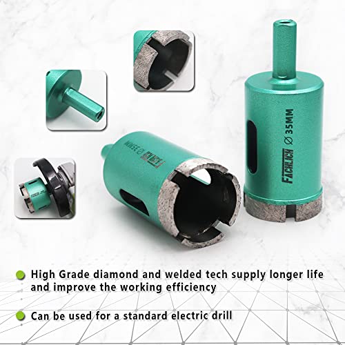 FACHLICH Diamond Core Drill Bits - 1-3/8" Granite Hole Saw 2pcs 35mm Wet Drilling withTriangle Shank for Granite Countertops Marble Concrete Limestone