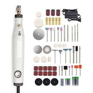 rotary tool kit pinkiou mini drill variable speed rotary carver with 106 pcs accessories for drilling, carving, engraving, sanding, polishing and cutting (white)